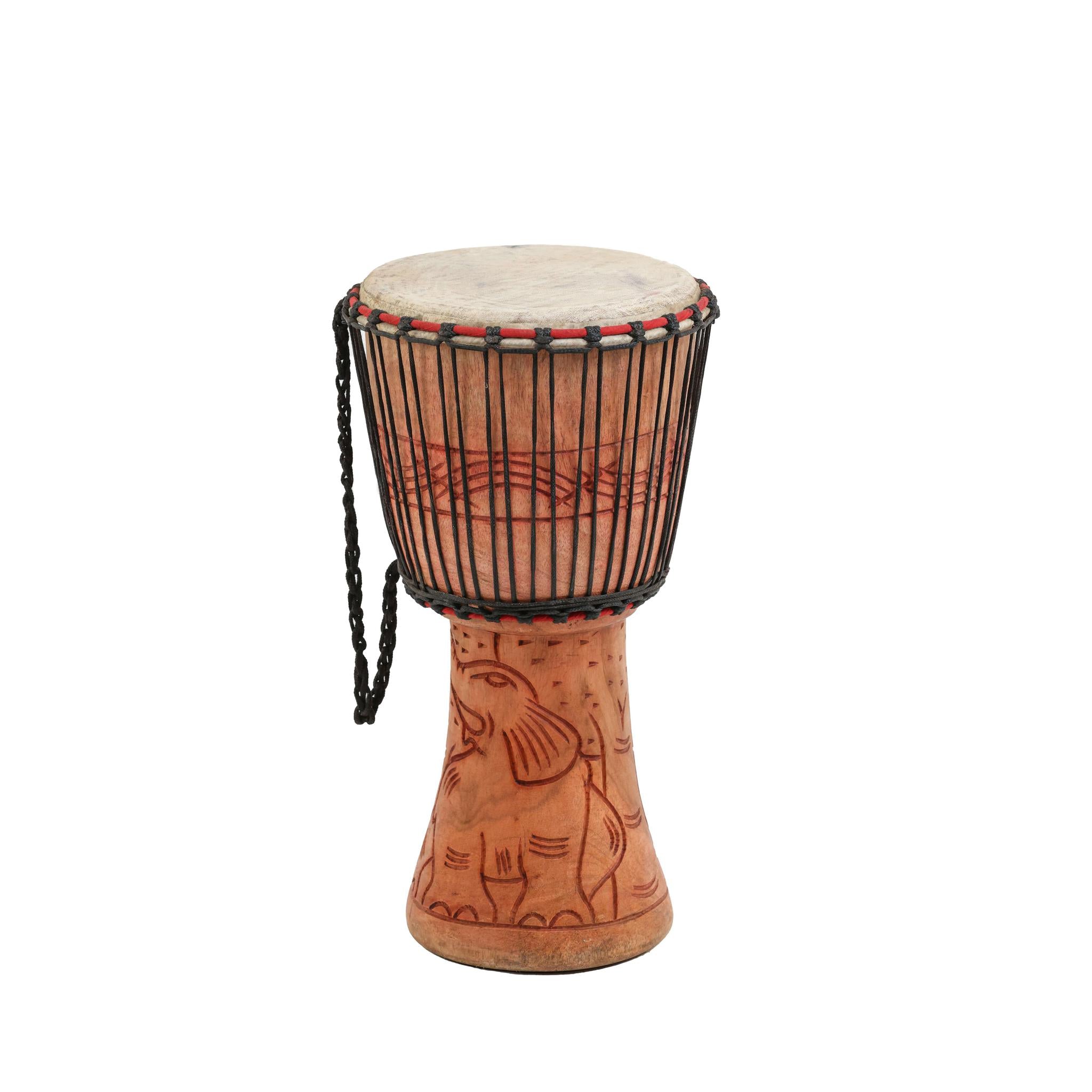 Elephant Wood Carving - Djembe Drum - Small