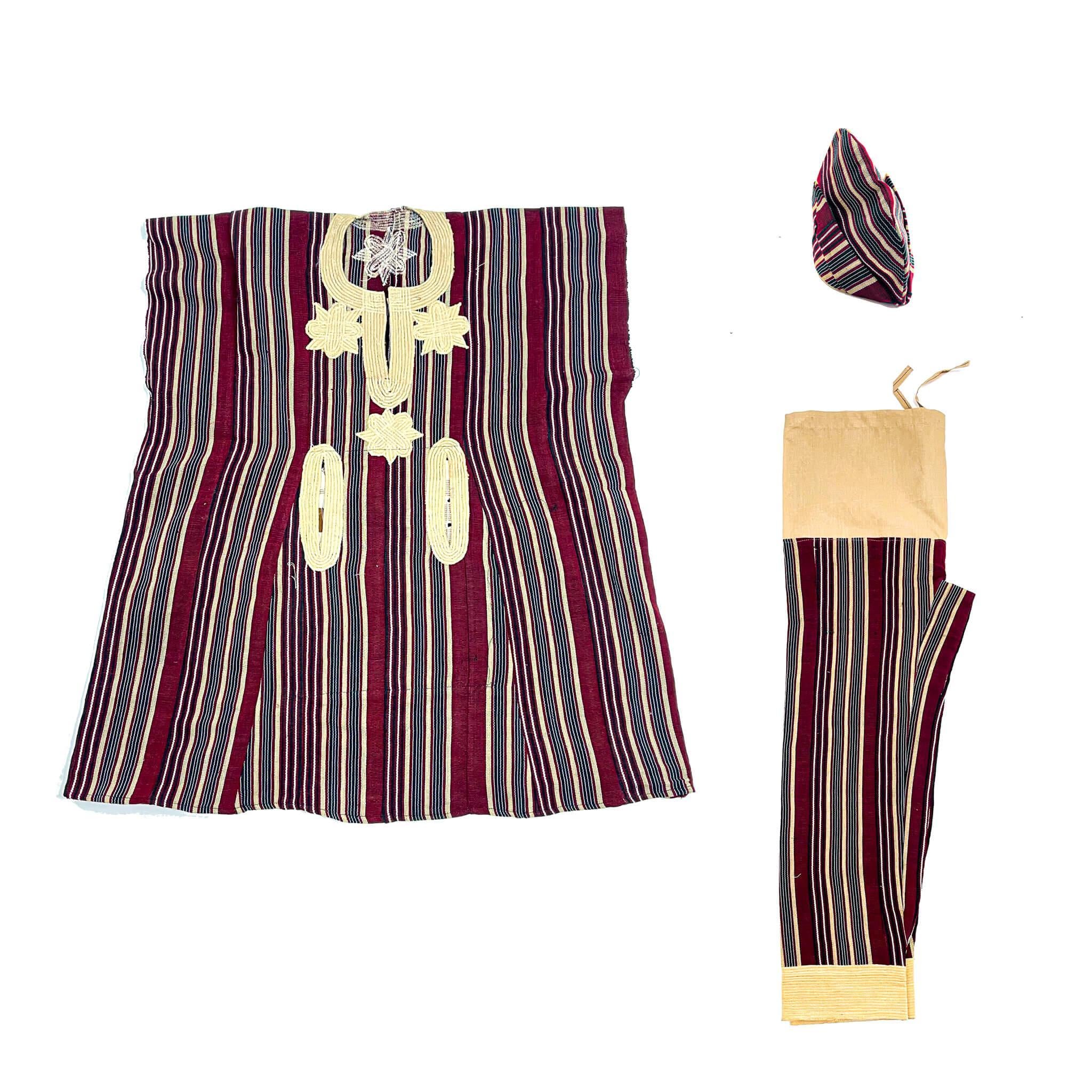 Red & Black Aso Oke Pant Set